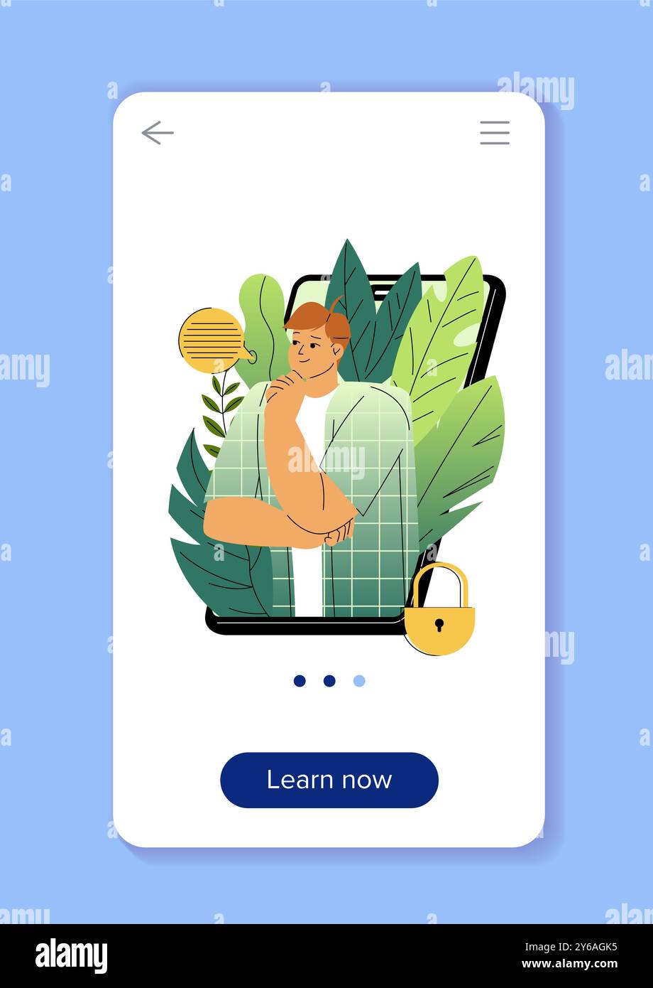 Cyber safety poster. Young guy on smartphone screen. Internet safety ...