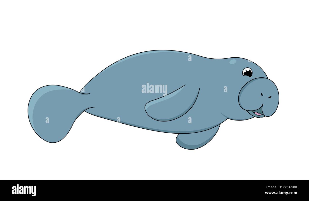 Cute manatee sticker. Marine wild life reserve and fauna. Underwater ...