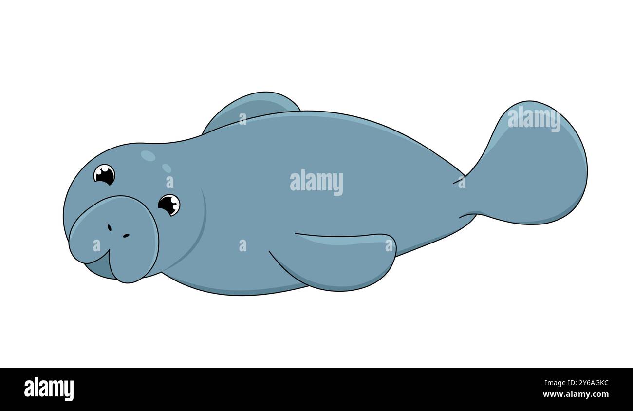 Cute manatee sticker. Marine wild life reserve and fauna. Underwater ...