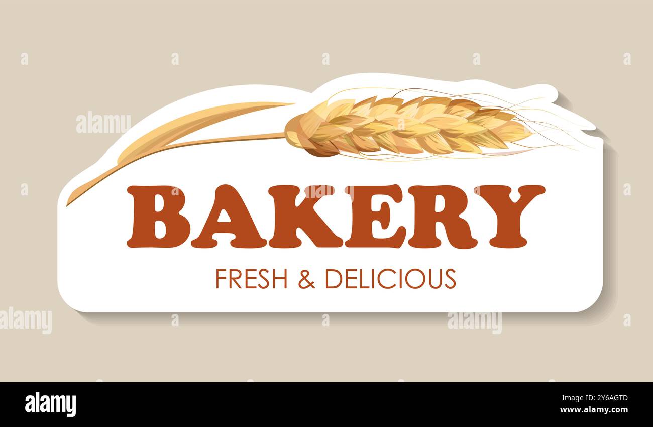 Bakery sticker wheat. Homemade pastry and bakery products. Farming and ...