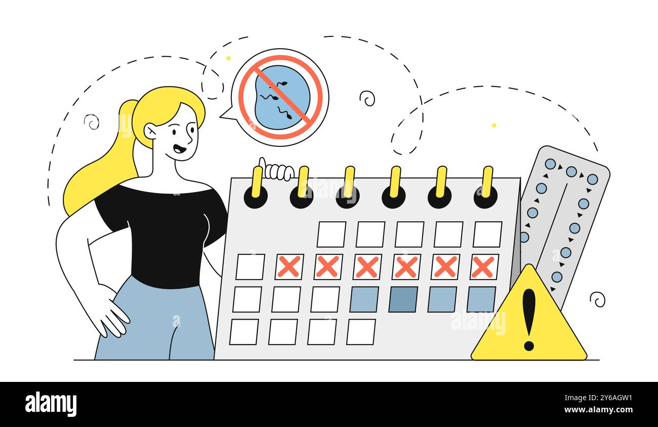 Woman with fertility. Young girl with menstrual calendar. Ovulation and ...