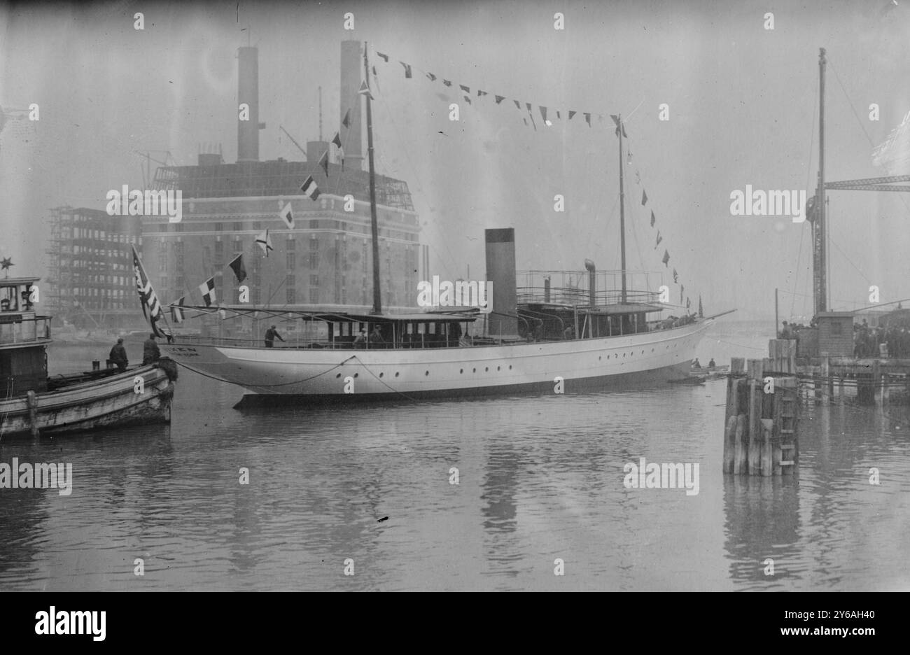 J.D. Archbold's 'VIXEN', Photo shows launching of a steam yacht ...