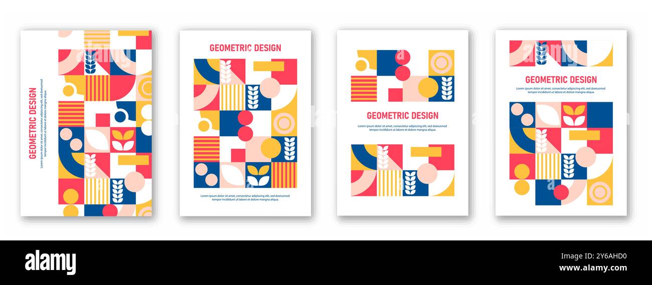 Set of geometric posters. Contemporary art. Abstract geommetric figures ...