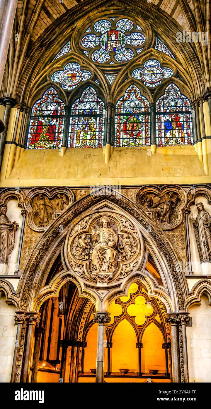 Interior Arches Stained Glass Jesus Statue 13th Century Chapter House ...