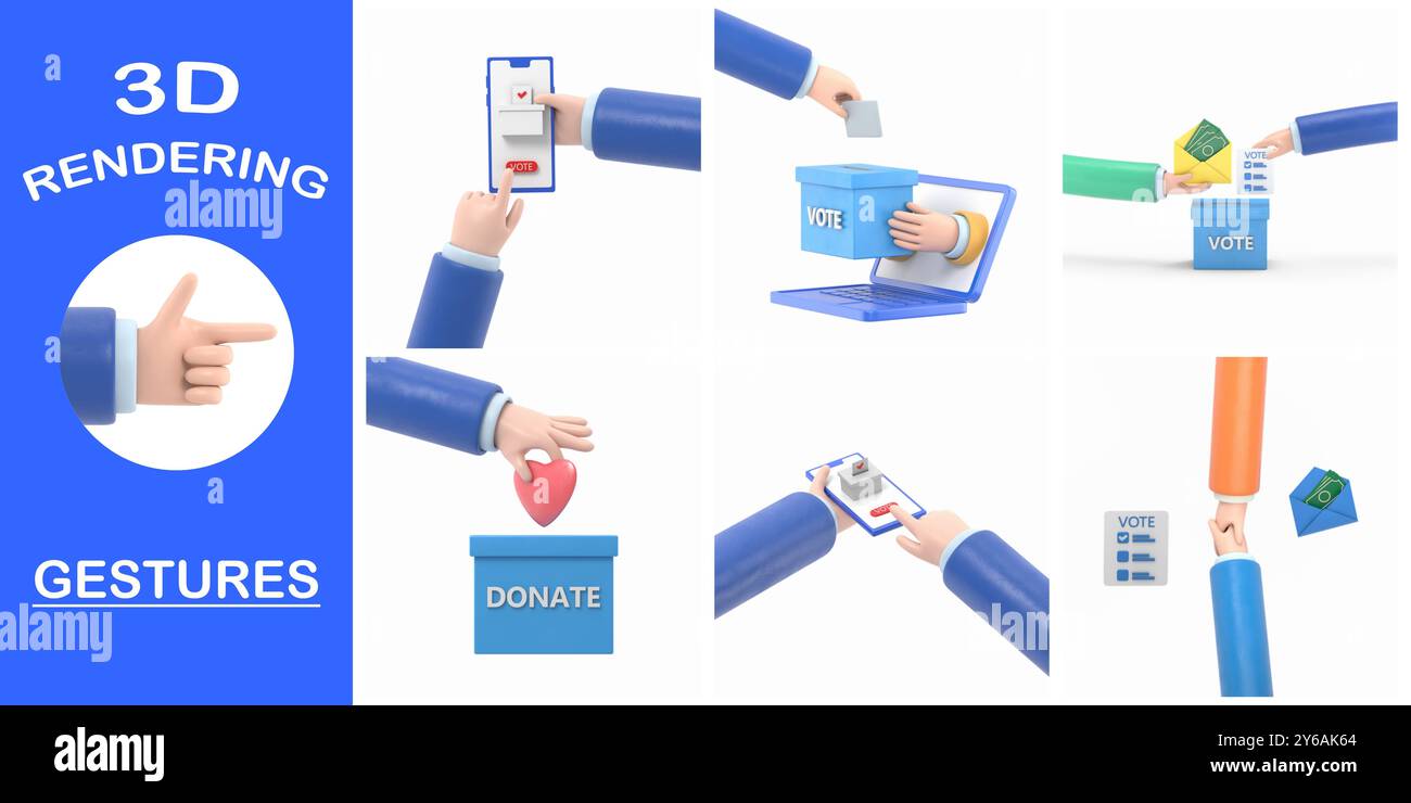 3d rendering gestures Collection,Cartoon Gesture Icon Mockup.Online ...