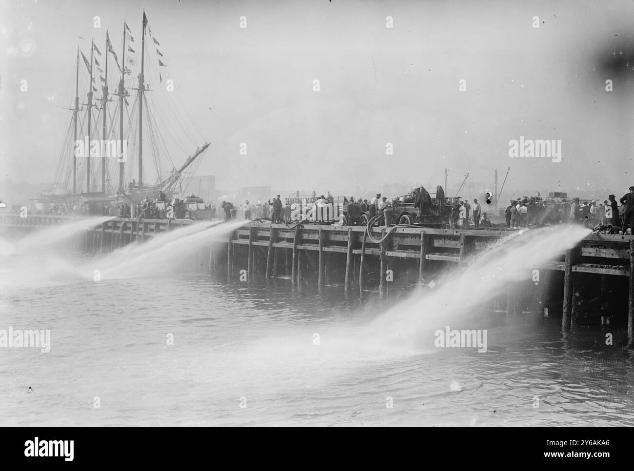 Motor engine water test, Photo shows competition of motor pumper ...