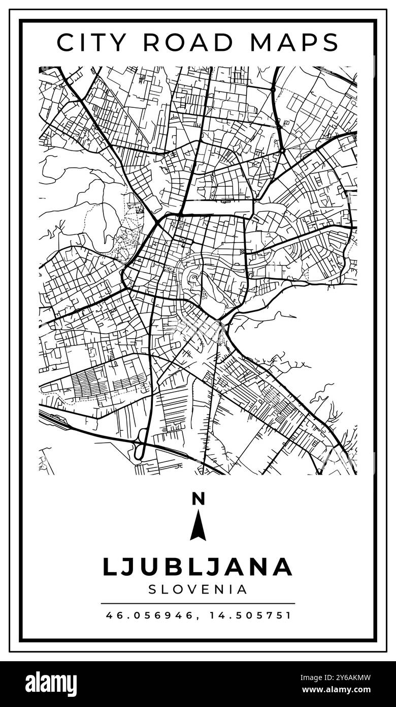 Retro ljubljana map Cut Out Stock Images & Pictures - Alamy