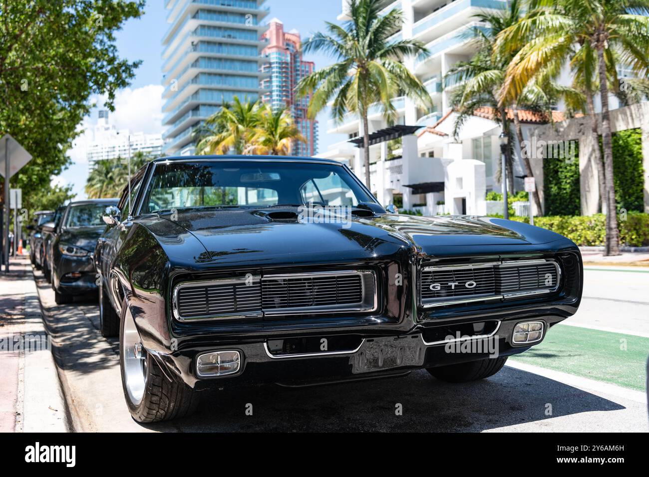 Miami Beach, Florida USA - June 9, 2024: 1968 pontiac gto black at ...
