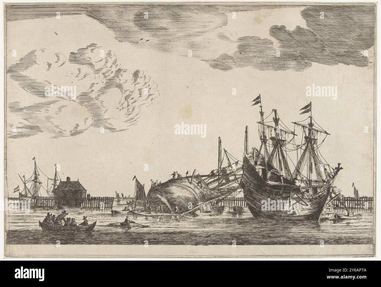 Two ships ready for repair, Thirteen scenes with ships (series title ...