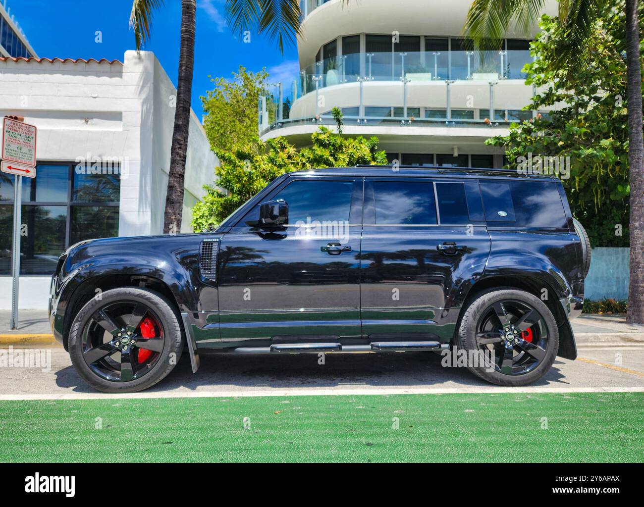 Miami Beach, Florida USA - June 8, 2024: 2024 Land Rover Defender suv ...