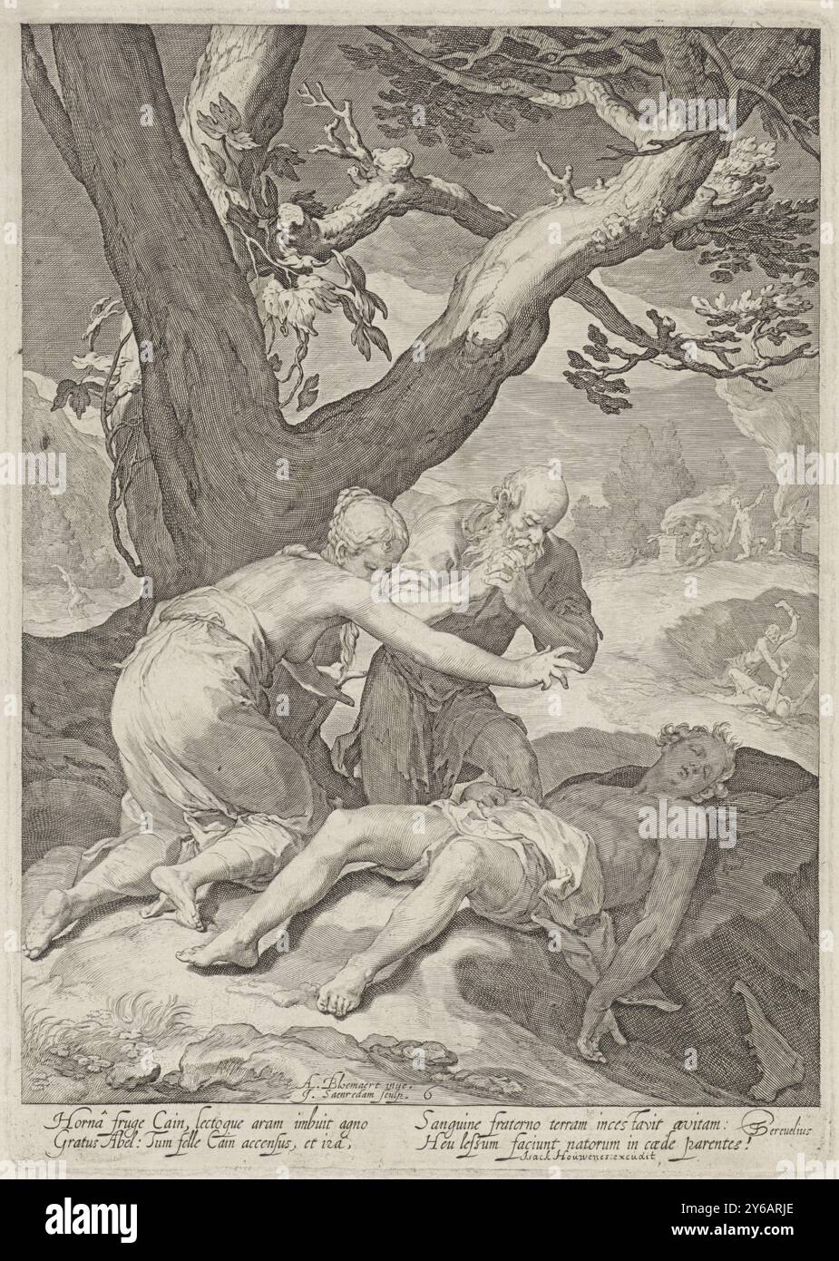 Adam and Eve mourn the death of Abel, Adam and Eve (series title), Adam and Eve find the dead ...