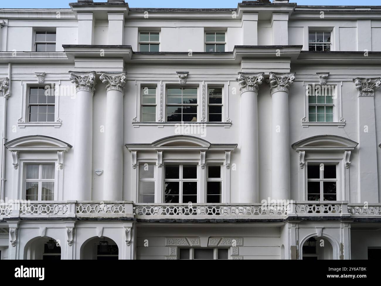 Elegant old apartments or townhouses in central London, with balconies ...