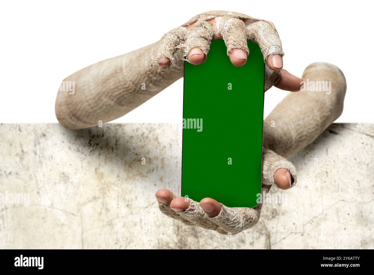 Mummy hands have dirty bandages on them. Mummy, devil, evil, satan, or ...