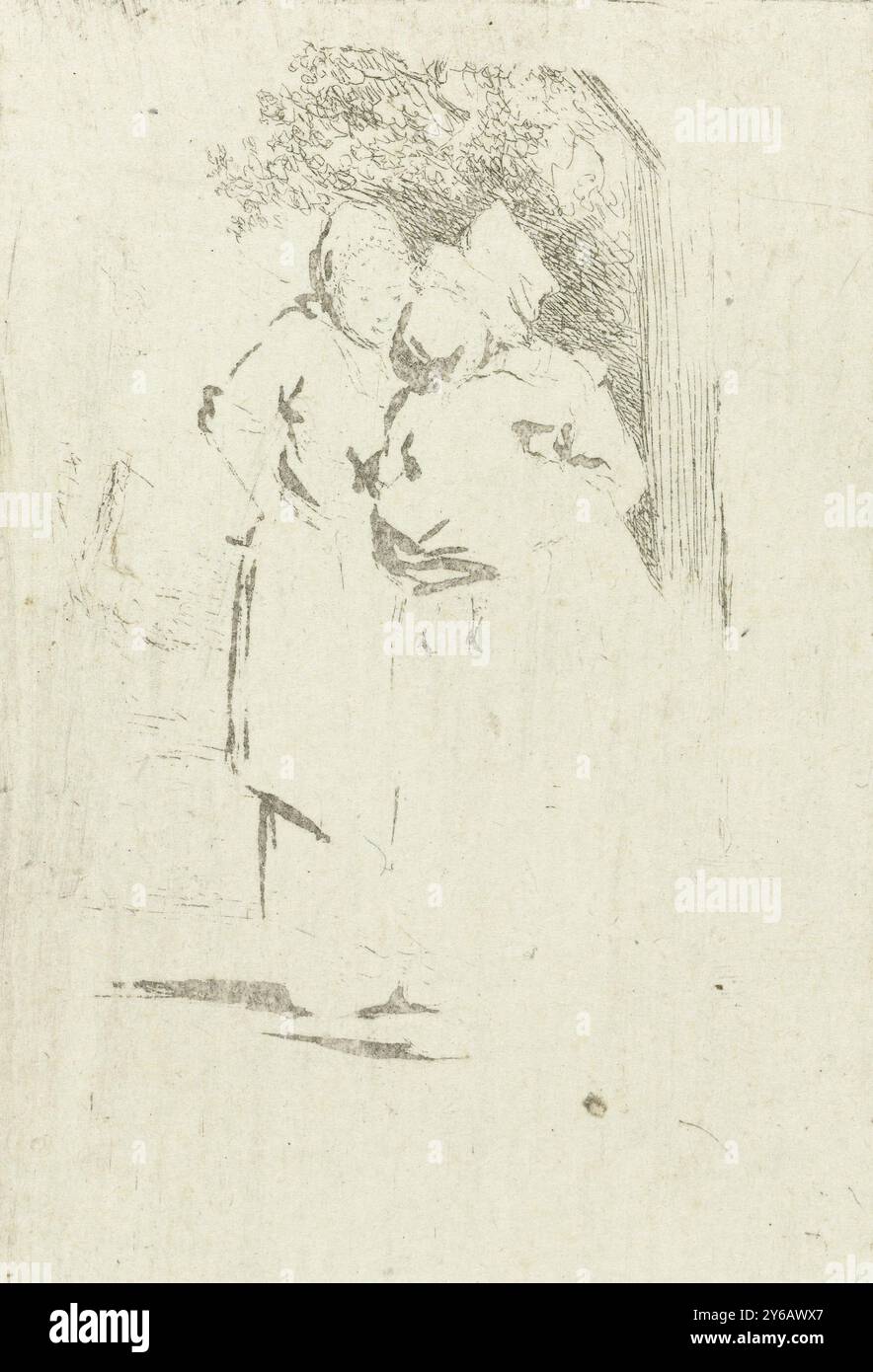 Two standing peasant women, one with a child in her arm, print, print ...