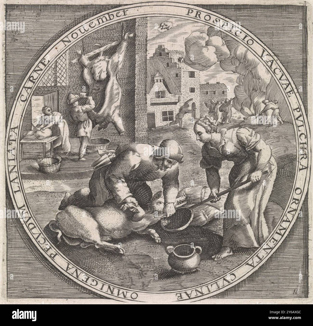 November: slaughter time, The twelve months of the year depicted in ...