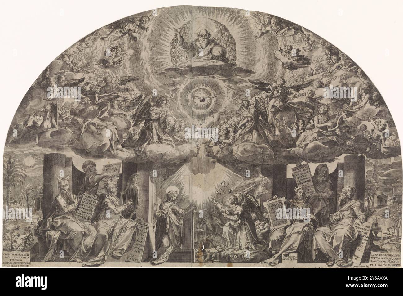Annunciation, In the middle the proclamation to Mary. On the left Moses ...