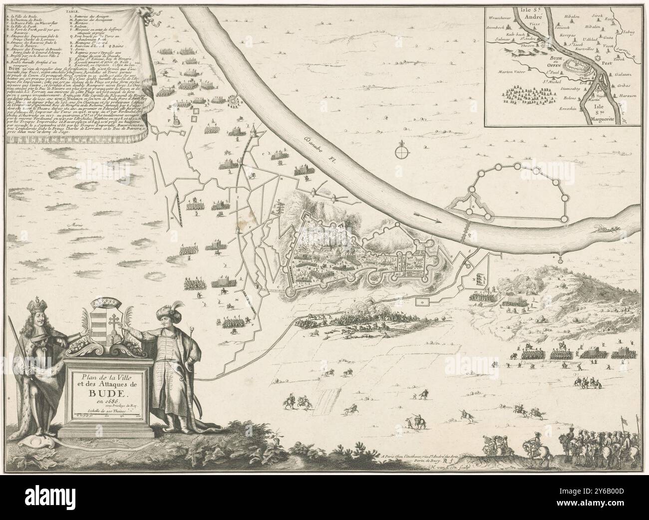 Map of Buda, 1686, Plan de la Ville et des Attaques de Bude en 1686 ...