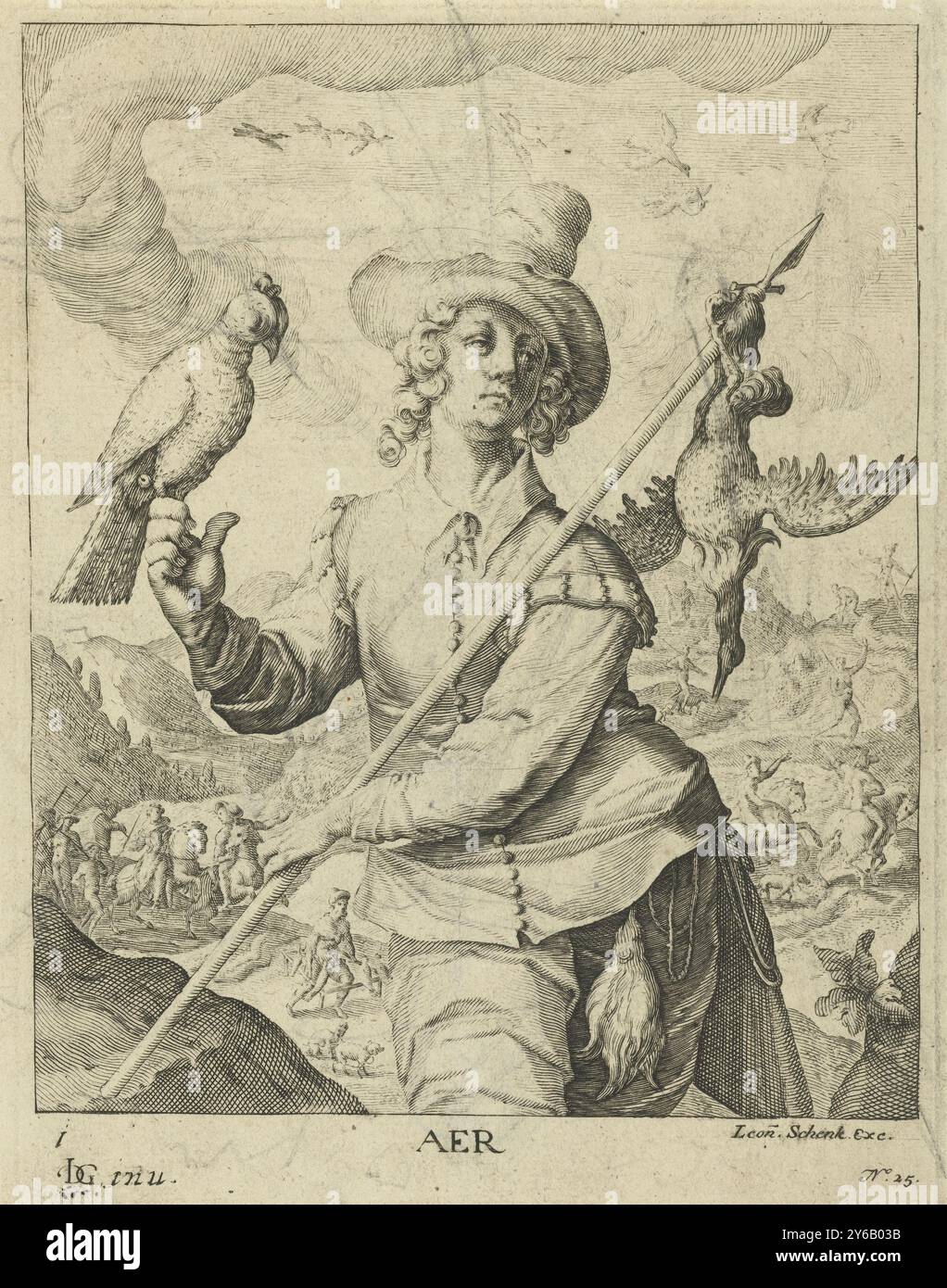 The element of air, Aer (title on object), The four elements (series title), Depiction of the ...