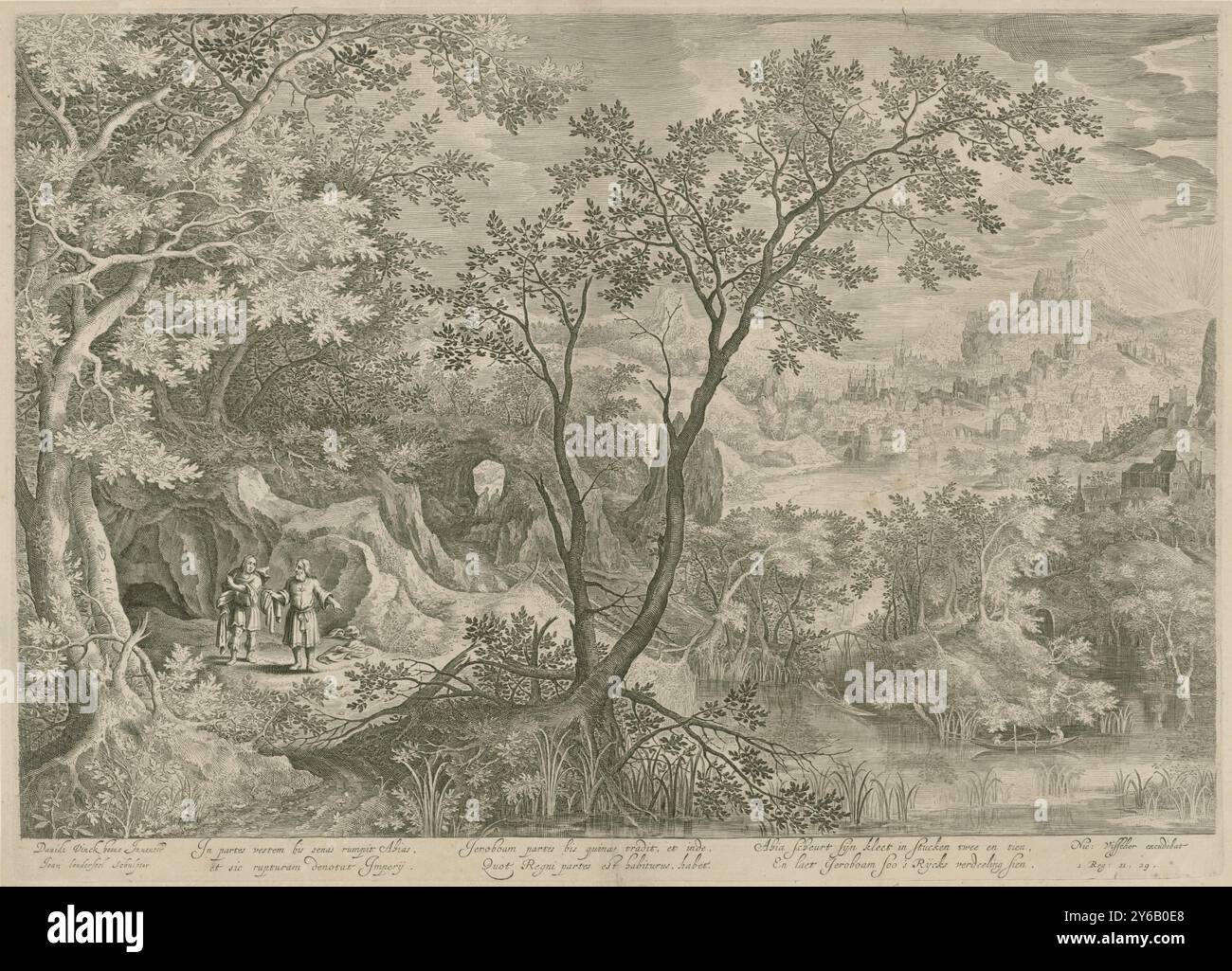 Landscape with Jeroboam and the prophet Ahijah, mountain landscape with ...