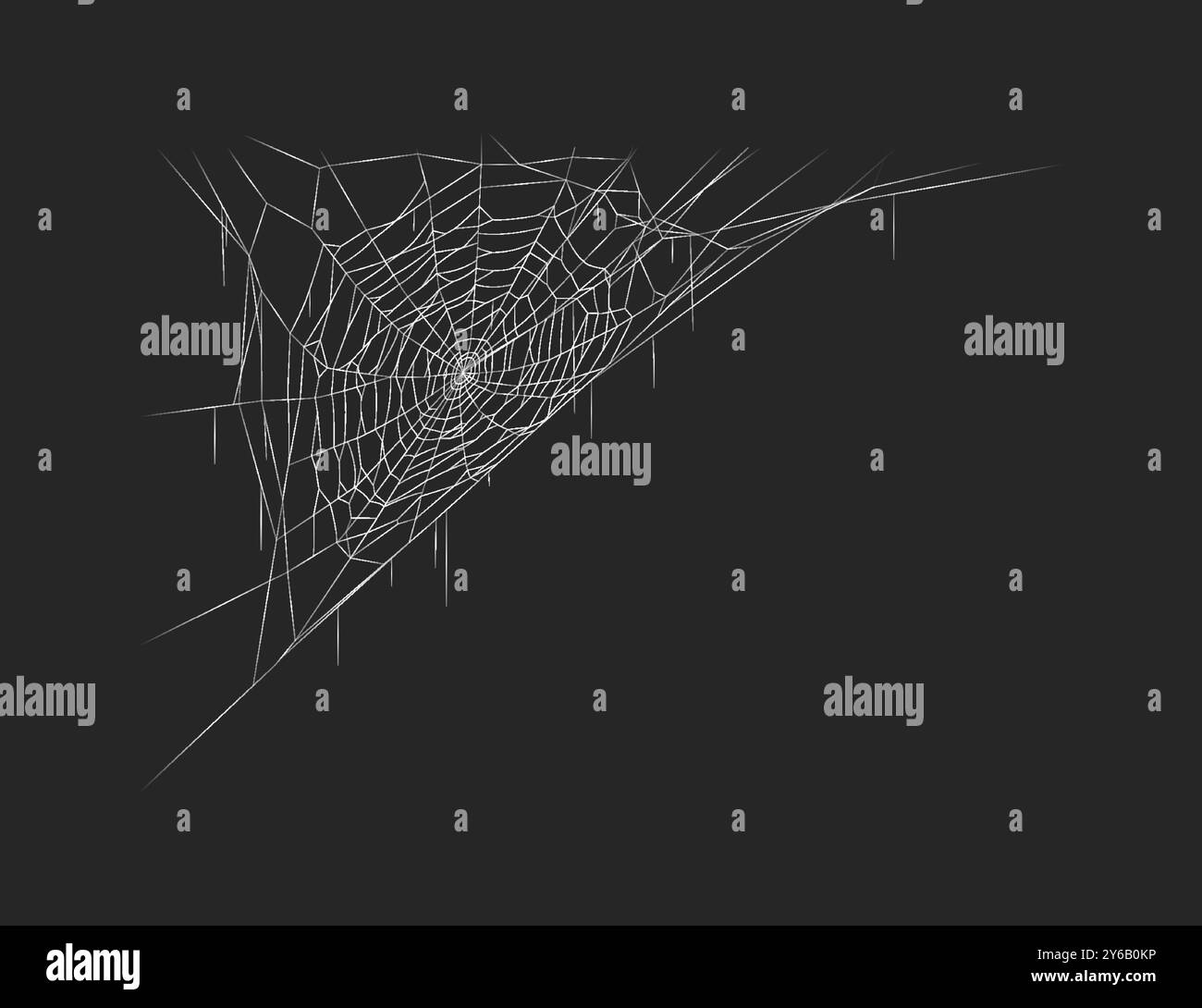 Spider web hanging in darkness realistic monichrome icon Stock Vector ...