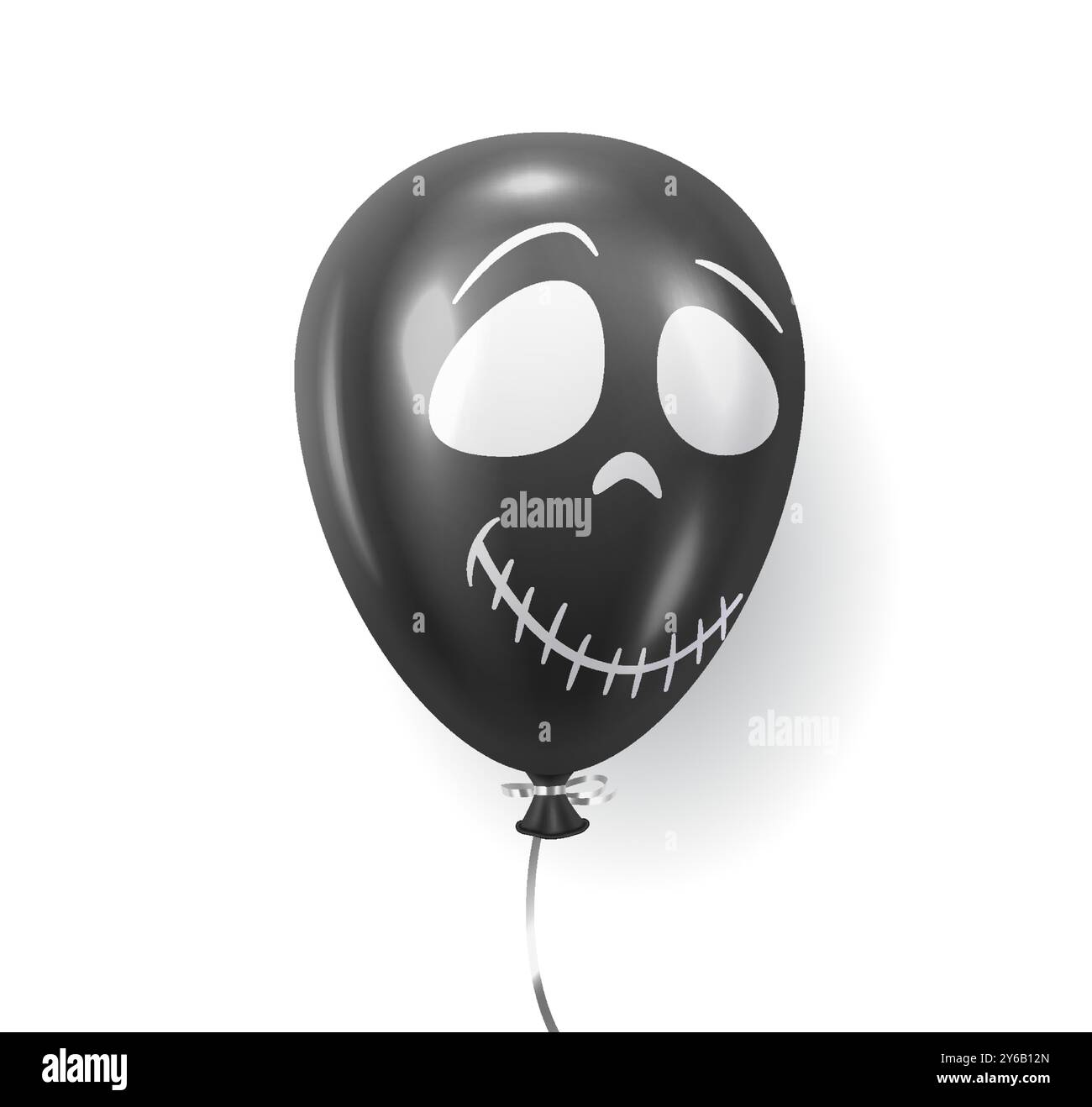 Spooky balloon with stitched on smile realistic illustration Stock ...