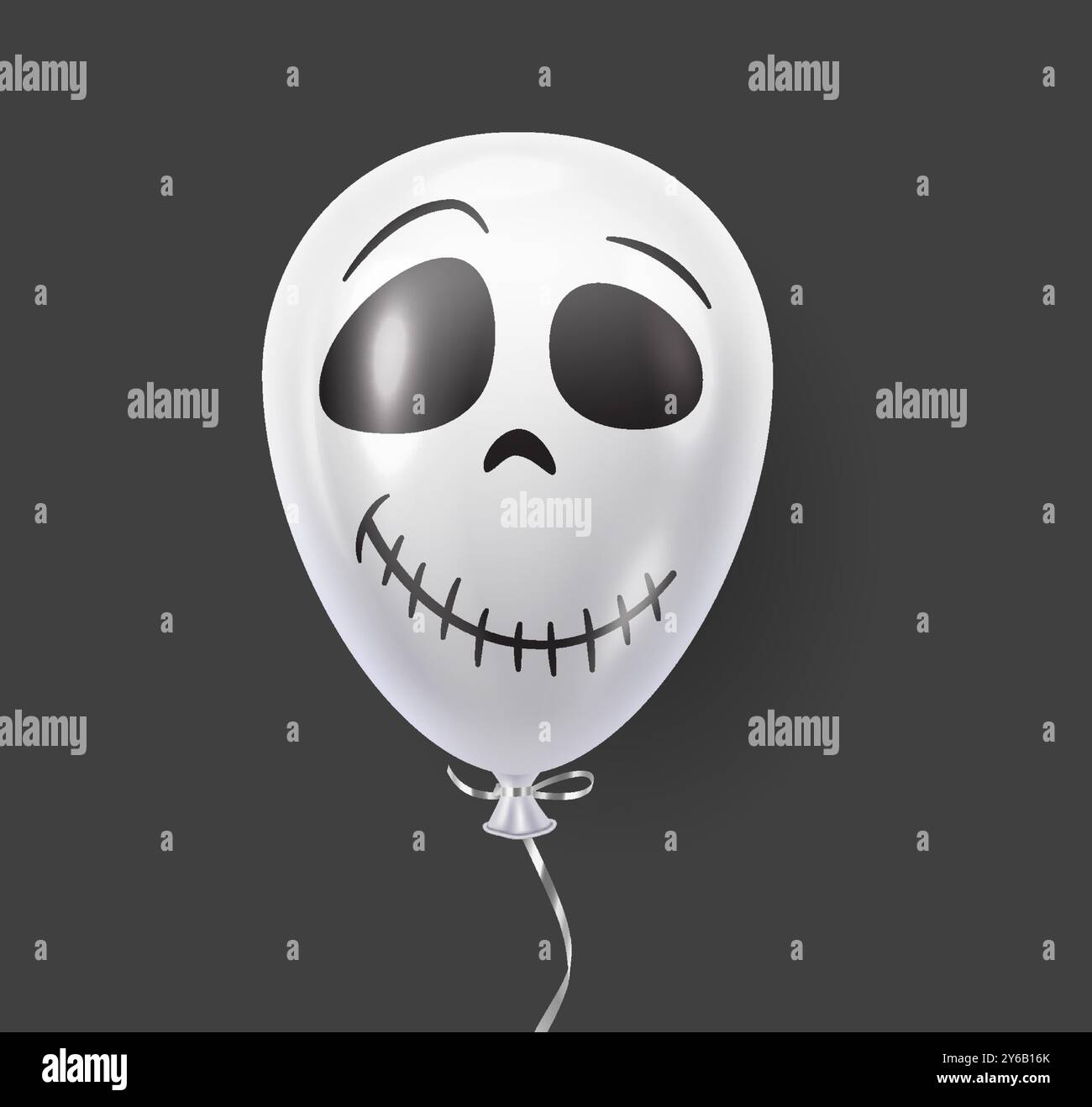 Balloon with spooky skull face realistic vector illustration Stock ...