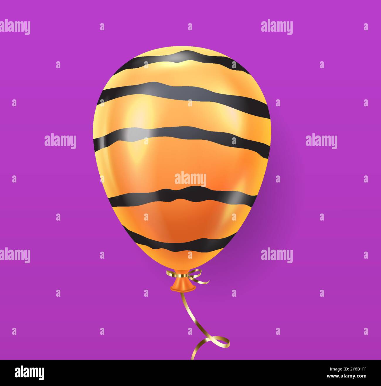 Orange balloon with stripes realistic vector illustration Stock Vector ...