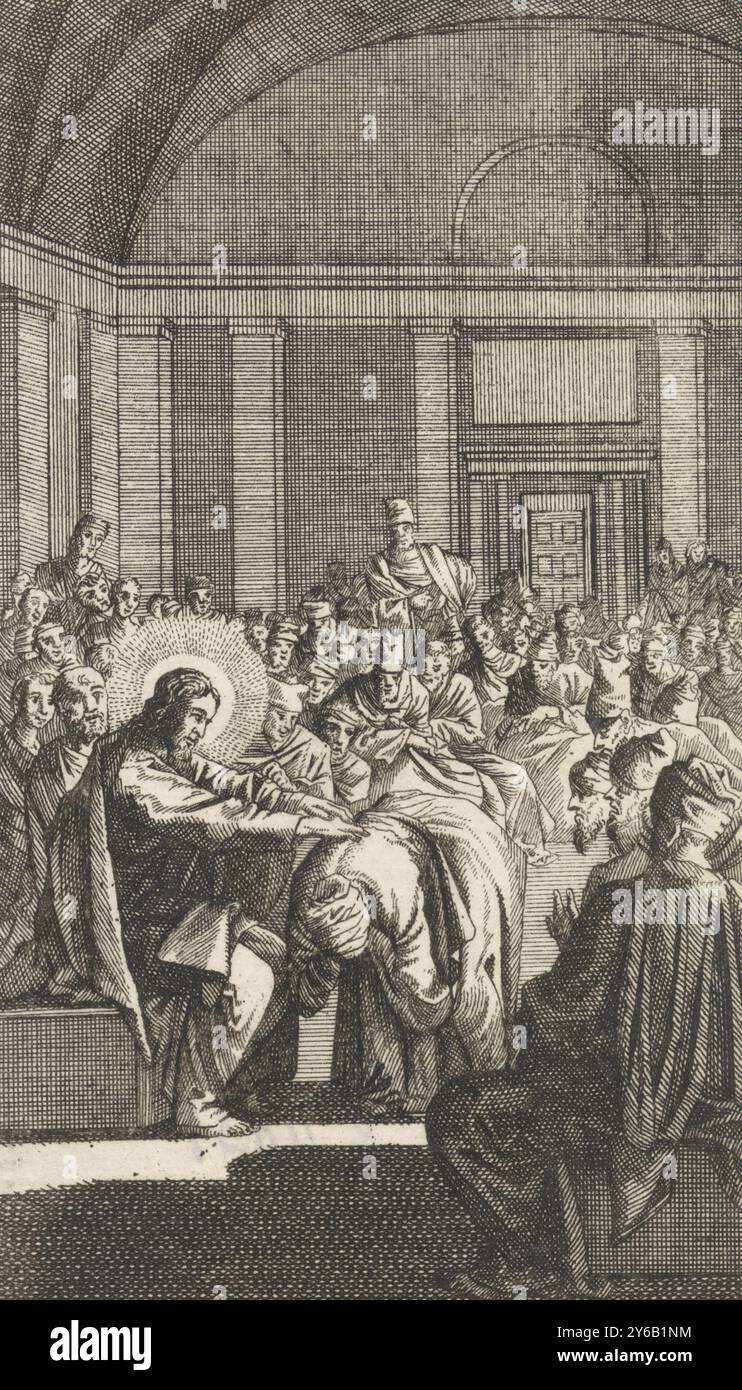 Christ lays his hand on the bent woman, print, print maker: anonymous, after print by: Jan ...