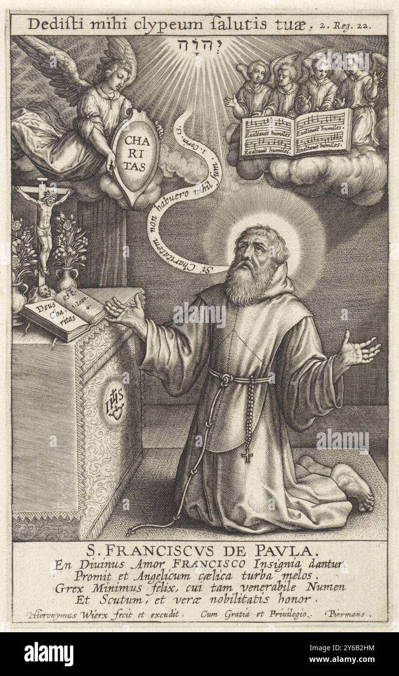 Angel appears to Saint Francis of Paola, S. Franciscvs de Pavla (title on object), Saint Francis ...