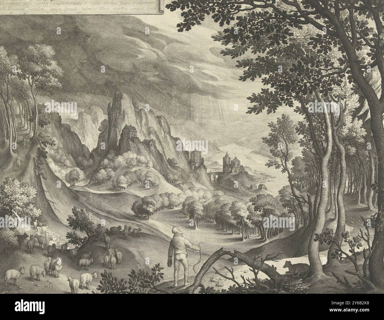 Moses is addressed by God on Mount Horeb, Moses stands with a snake in ...