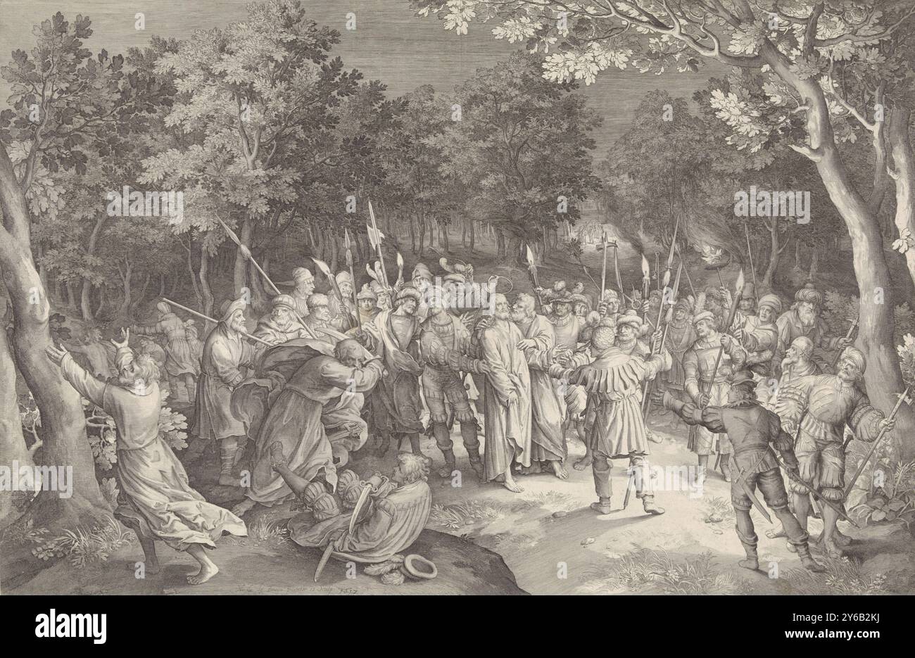 Judas' kiss and arrest of Christ, Christ and his disciples in the ...