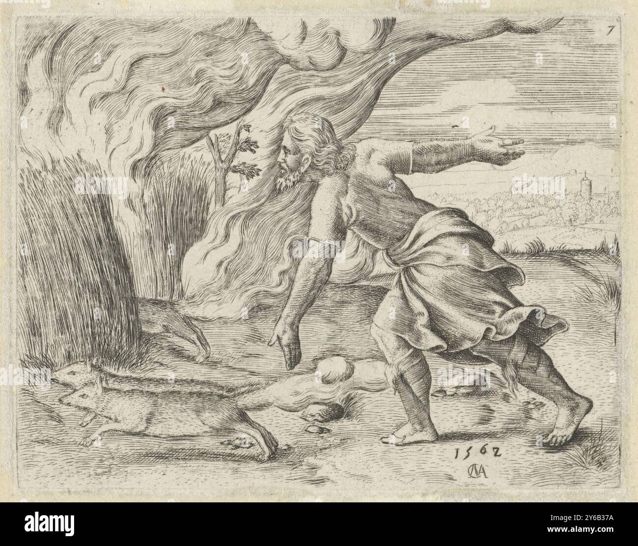 Samson sets fire to the Philistine cornfields, History of Samson ...
