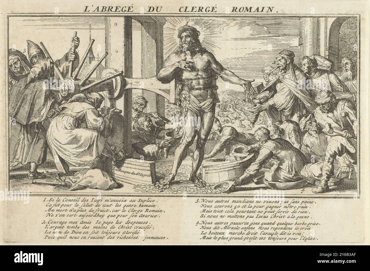 Cartoon on the greed and wealth of the Catholic clergy, L'abregé du ...
