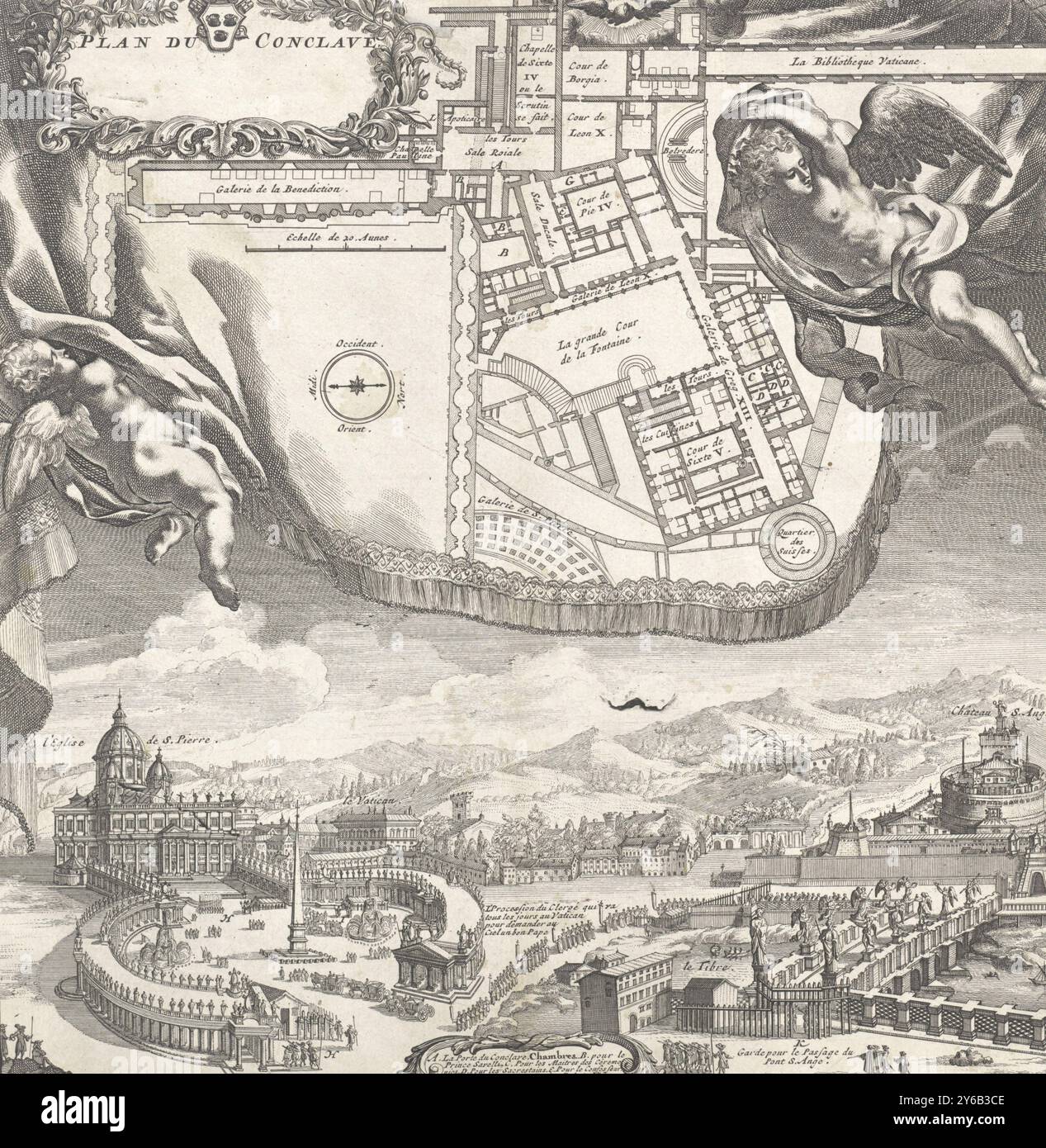 Map and view of the Vatican, Plan du conclave (title on object), View ...