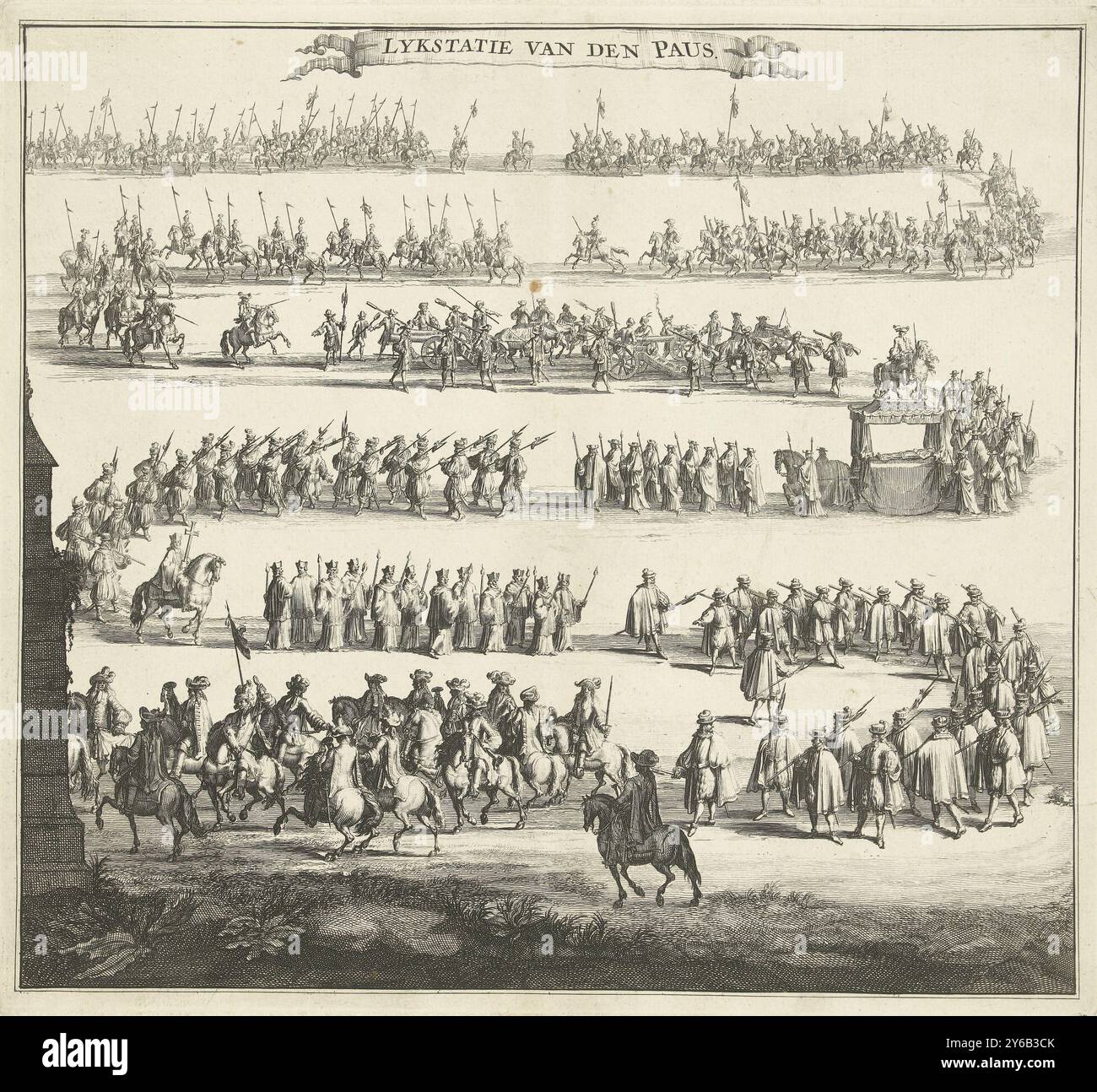 Funeral procession of the Pope, Lykstation of the Pope (title on object ...
