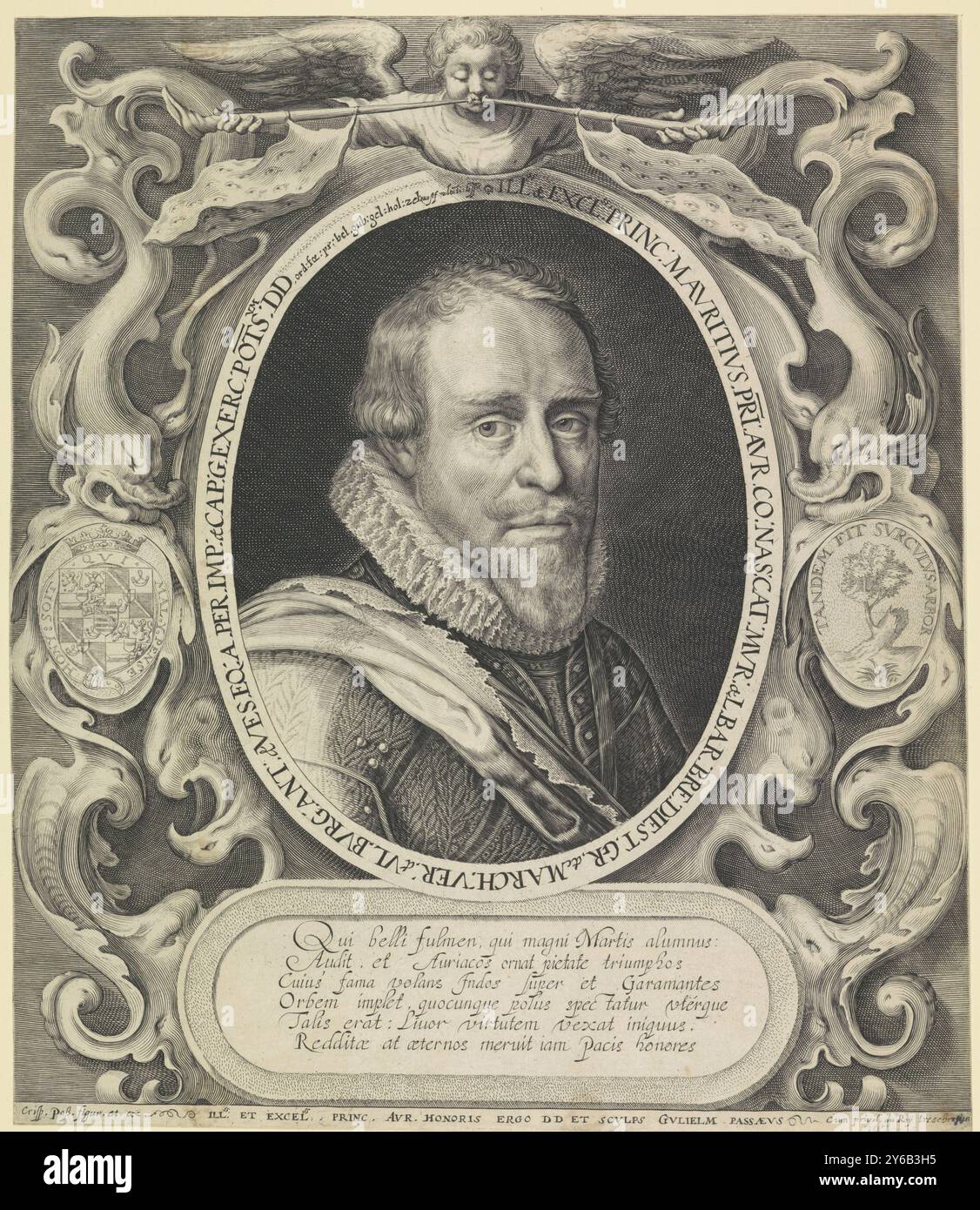 Portrait of Maurits, Prince of Orange, Portrait of Maurits in an oval ...