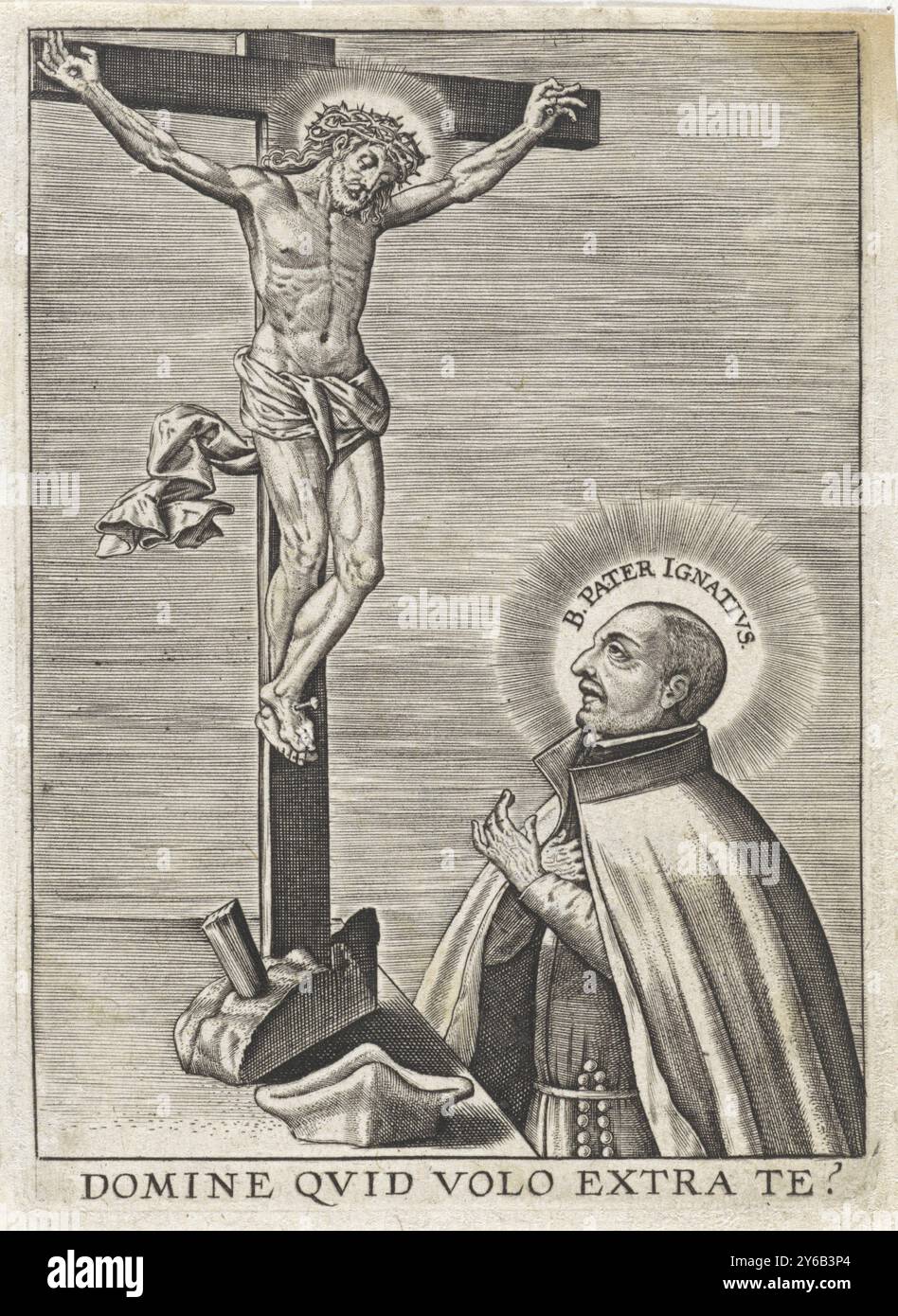 Ignatius of Loyola in adoration, Saint Ignatius of Loyola in adoration before a life-size ...