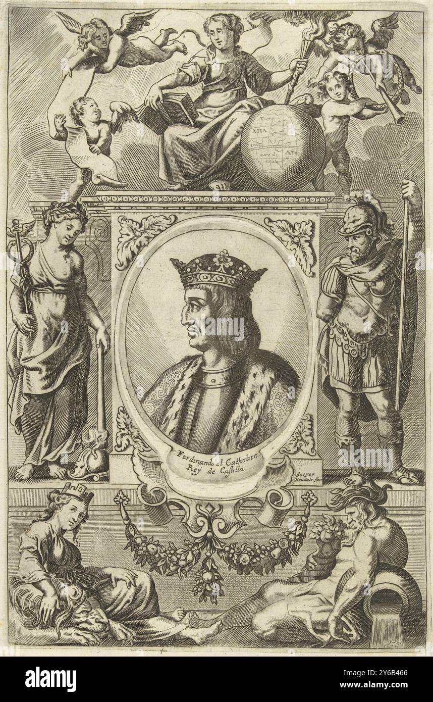 Portrait of King Ferdinand of Aragon, Portrait in oval frame of King ...