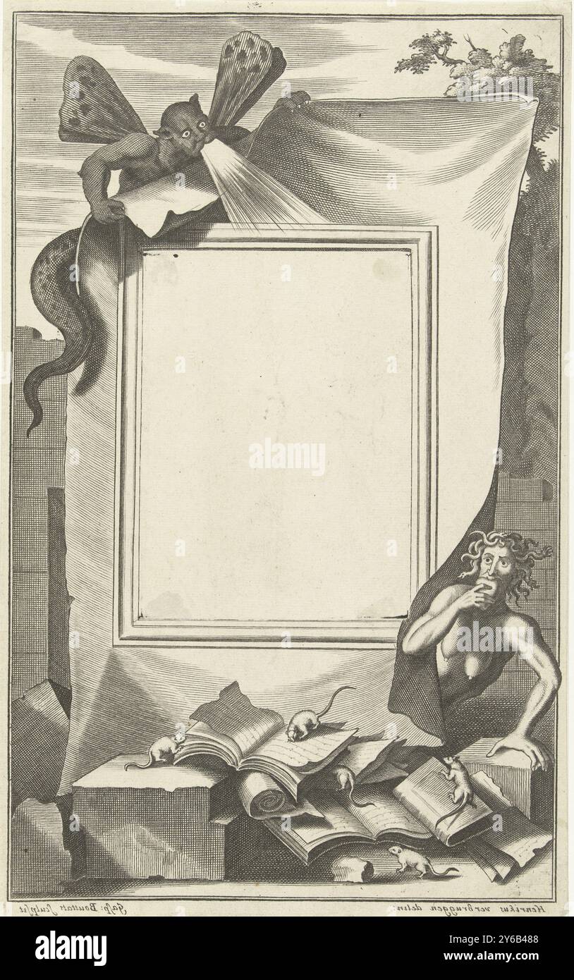 Frame with devil, Frame for a rectangular portrait. Above the frame a ...
