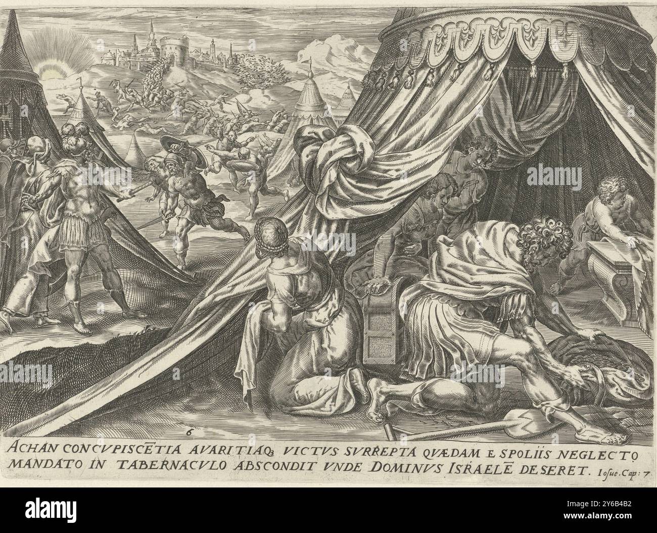 Achan buries the spoils of war in his tent, The history of Joshua ...