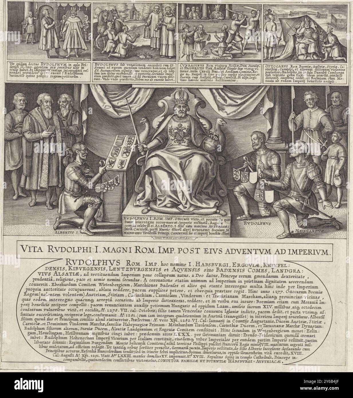 Rudolf I of Habsburg, Roman German king, on his throne, Vita Rvdolphi I ...