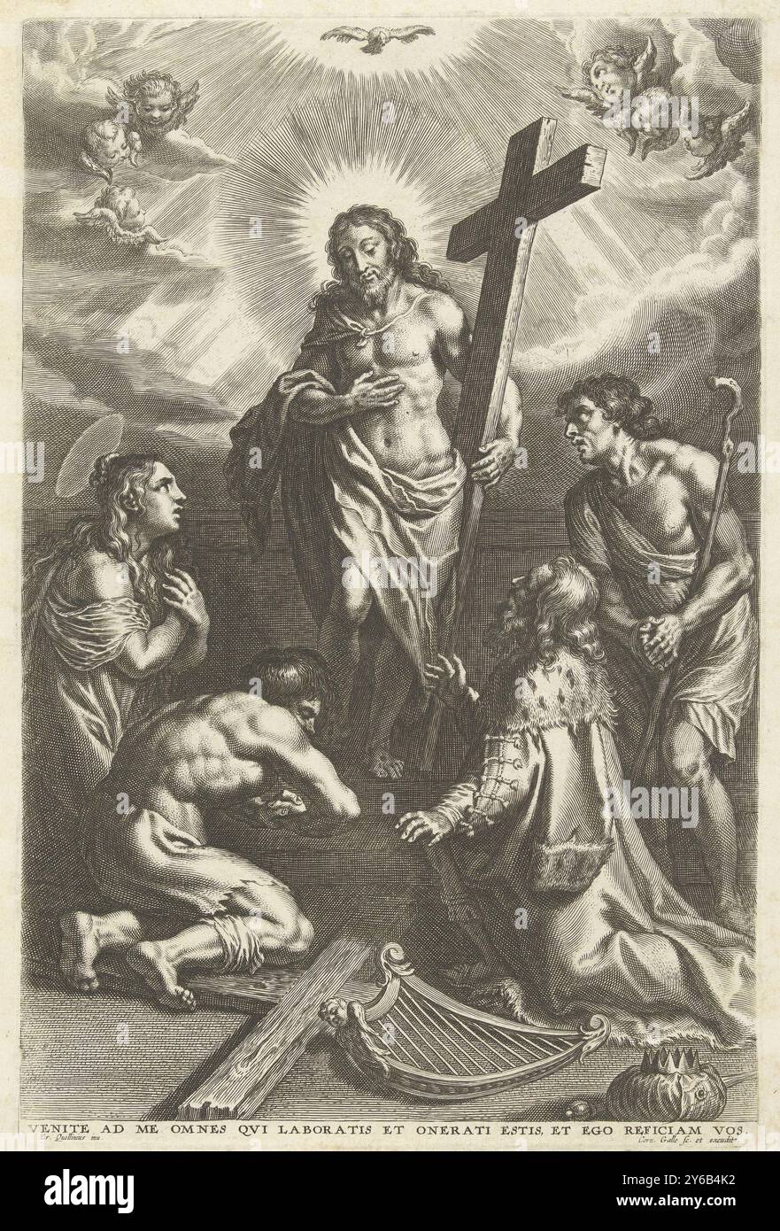 Christ with the penitent sinners, Christ with the cross stands in the ...