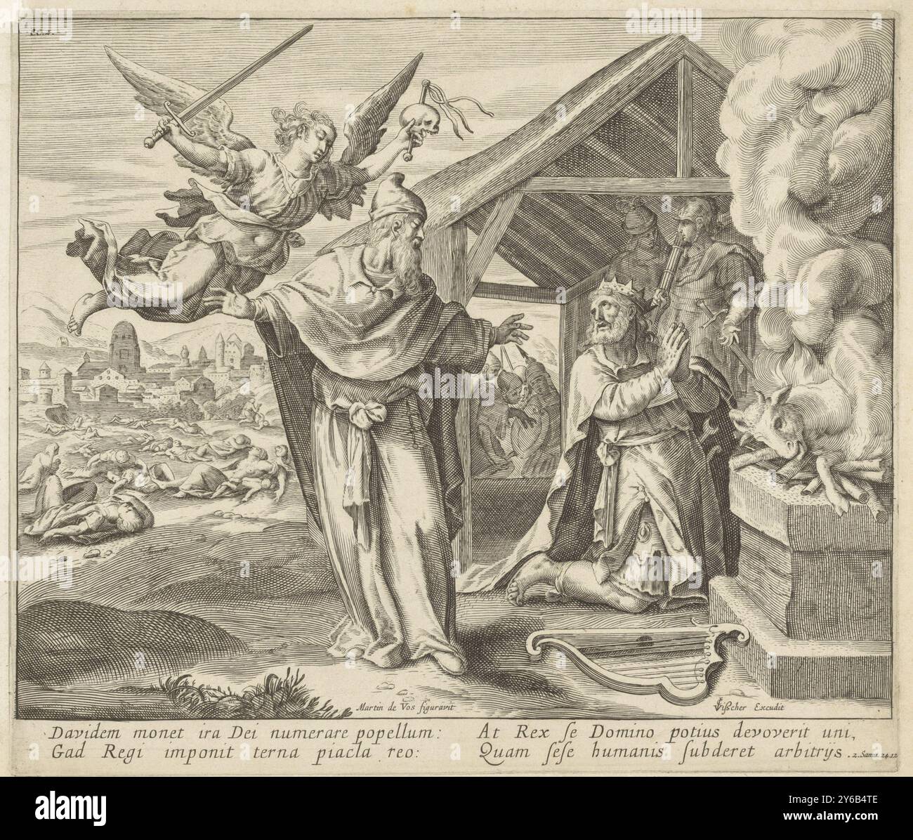 King David sacrifices to God and sees the angel of death, History of ...