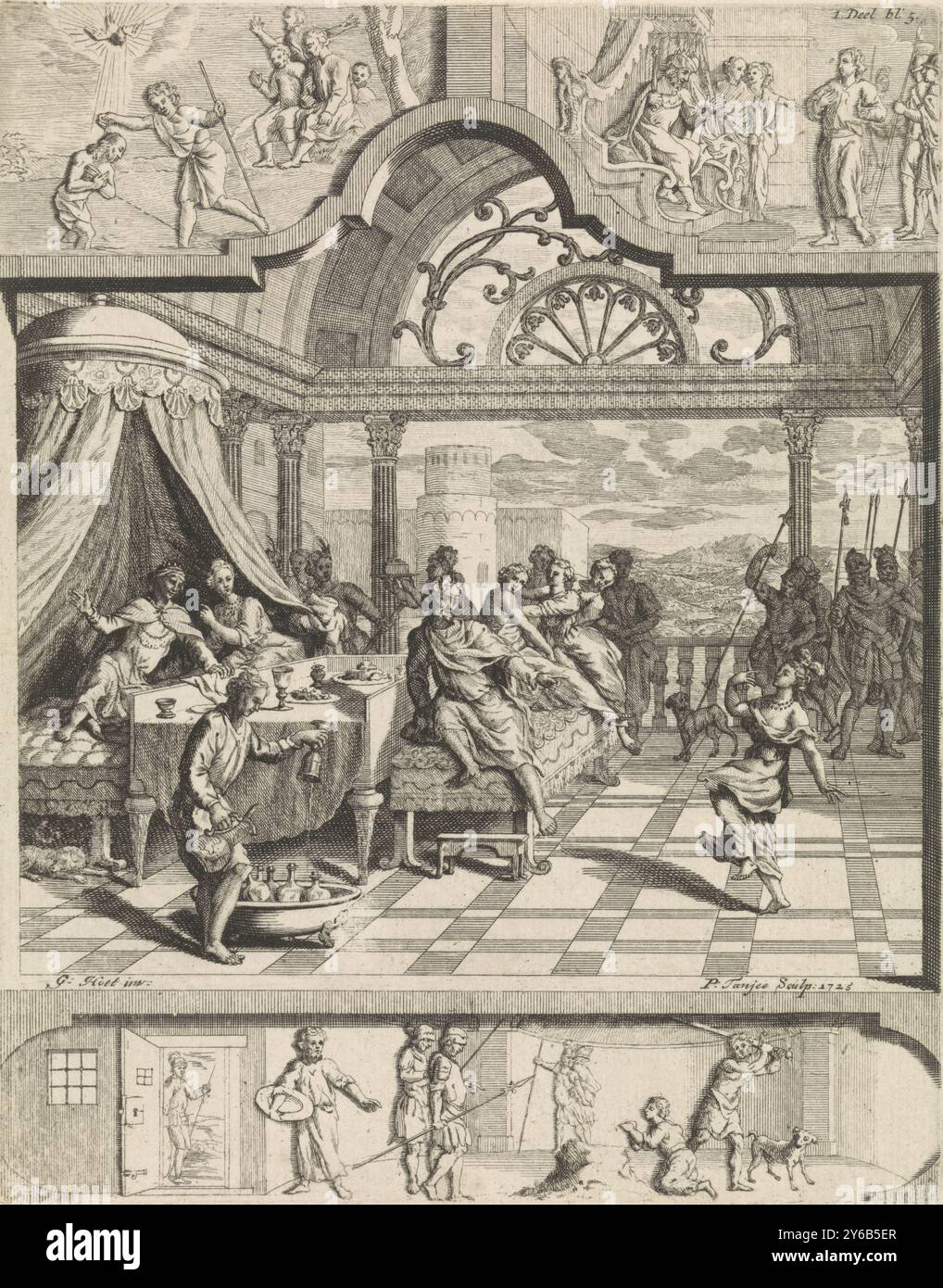Salome dances for Herod, Salome dances in a hall for Herod, who is ...