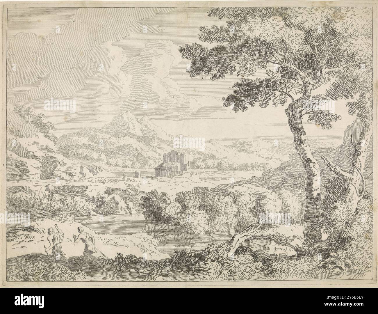 Hilly landscape with shepherds, Landscapes after Gaspar Poussin (series ...