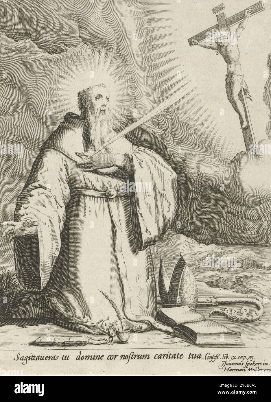 Saint Augustine, Saint Augustine kneels before a vision of Christ on ...