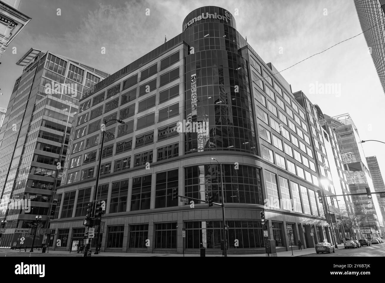 Chicago, USA - April 28, 2023: Glass facade of TransUnion Corporate ...