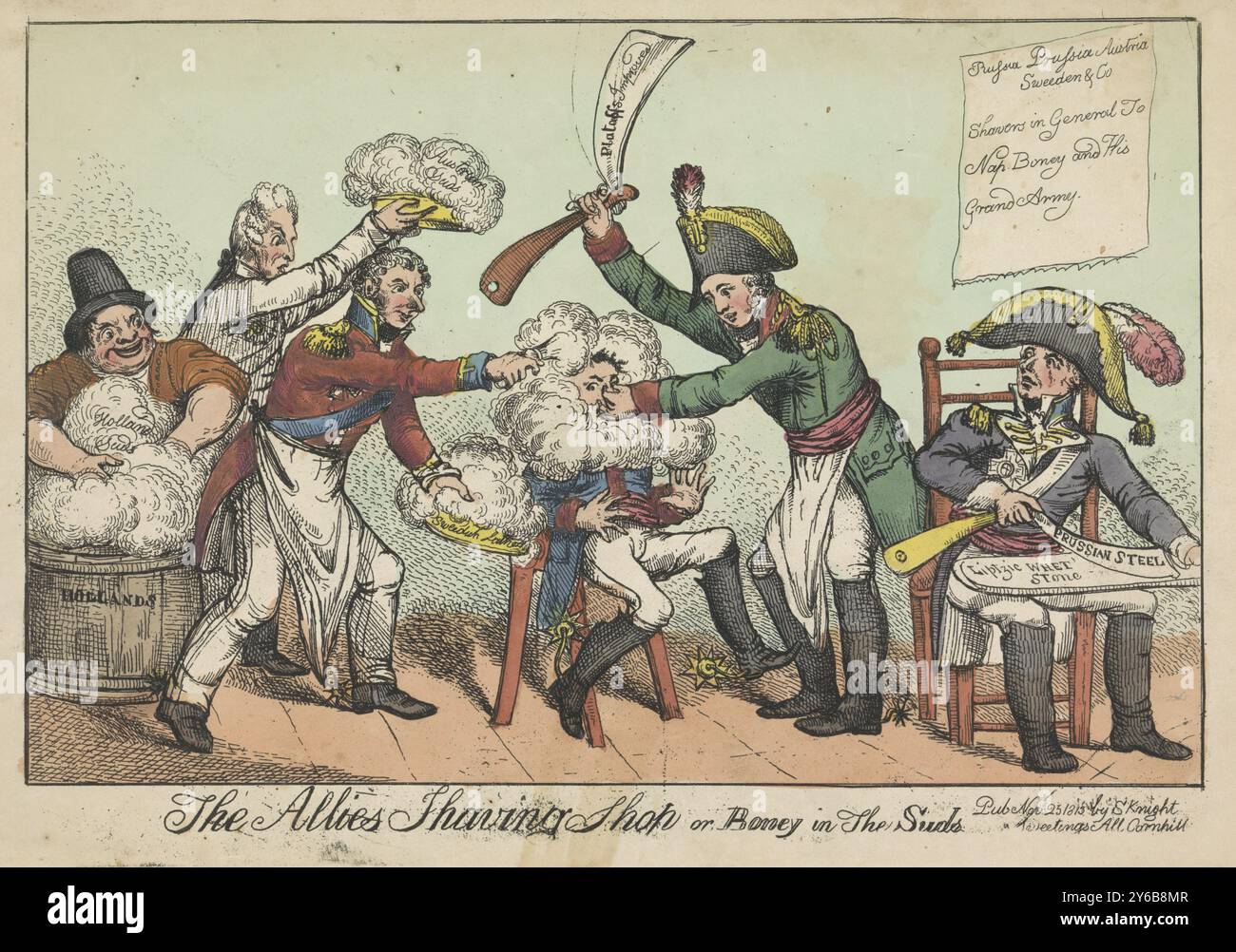Napoleon being shaved, 1813, The Allies Shaving Shop or Boney in the ...