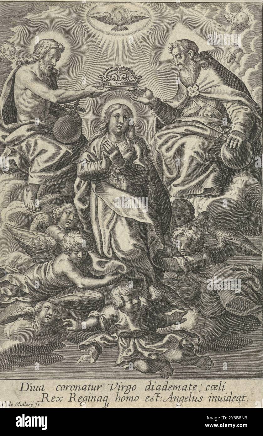 Coronation of Mary, Mary is crowned in heaven by Christ on her left and ...