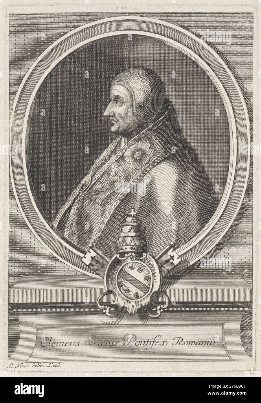 Portrait of Pope Clement VI, Clemens Sextus pontifex Romanus (title on ...